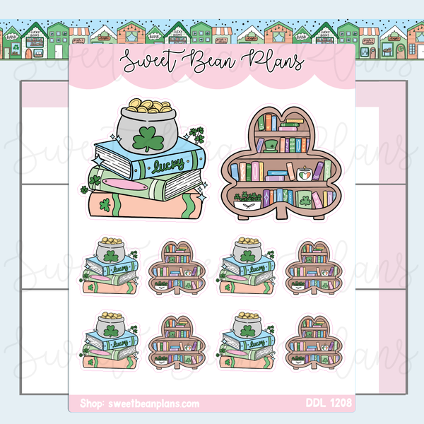 St. Patrick's Bookcase Vinyl Planner Stickers | Ddl 1208 – Sweet Bean Plans