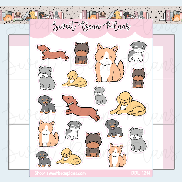 Dog Doodles Vinyl Planner Stickers | Ddl 1214 – Sweet Bean Plans