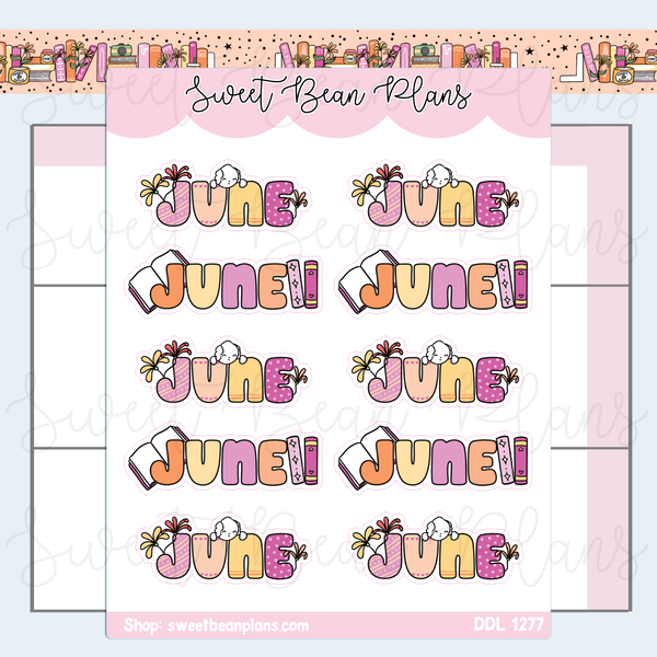 June 2025 Banners Vinyl Planner Stickers | Ddl 1277 – Sweet Bean Plans