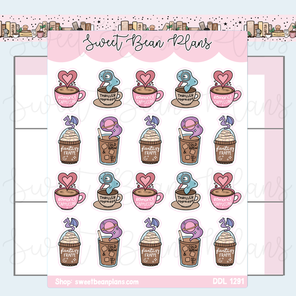 Coffee Book Genre Vinyl Planner Stickers | Ddl 1291 – Sweet Bean Plans