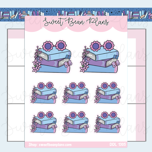 July 2025 Book Stack Vinyl Planner Stickers | Ddl 1305 – Sweet Bean Plans