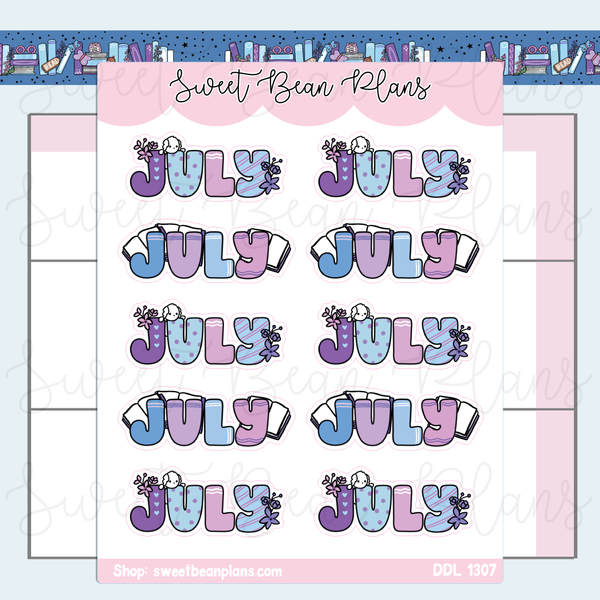 July 2025 Banners Vinyl Planner Stickers | Ddl 1307 – Sweet Bean Plans
