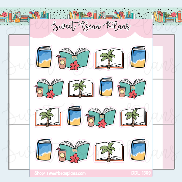 Beachy Books Vinyl Planner Stickers | Ddl 1309 – Sweet Bean Plans
