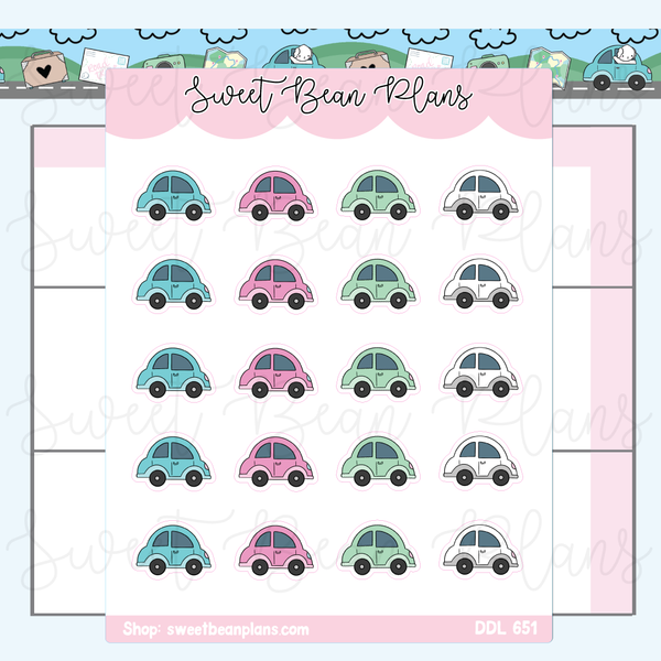 Car Doodles Vinyl Planner Stickers | Ddl 651 – Sweet Bean Plans