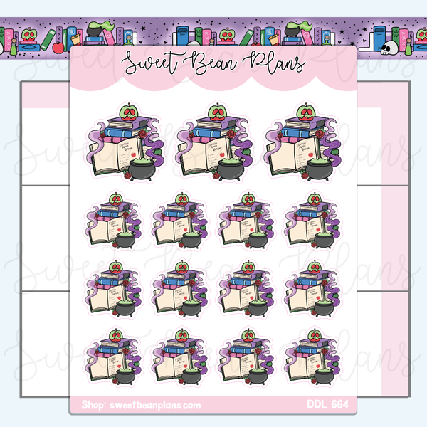 Poison Book Stack Vinyl Planner Stickers | Ddl 664 – Sweet Bean Plans