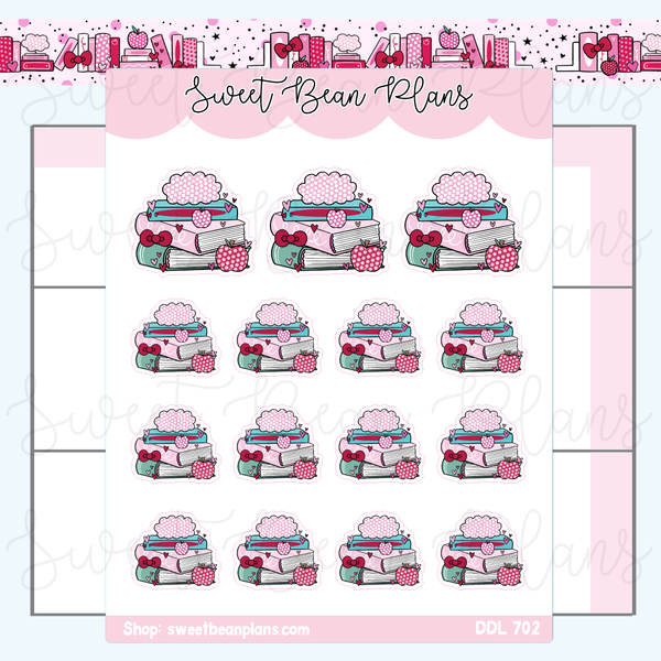 Hello Reads Book Stack Vinyl Planner Stickers | Ddl 702 – Sweet Bean Plans