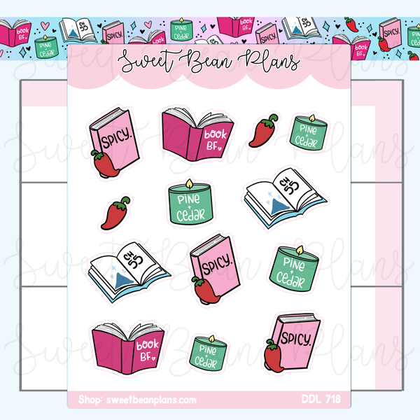 Book Boyfriend Doodles Vinyl Planner Stickers | Ddl 718 – Sweet Bean Plans