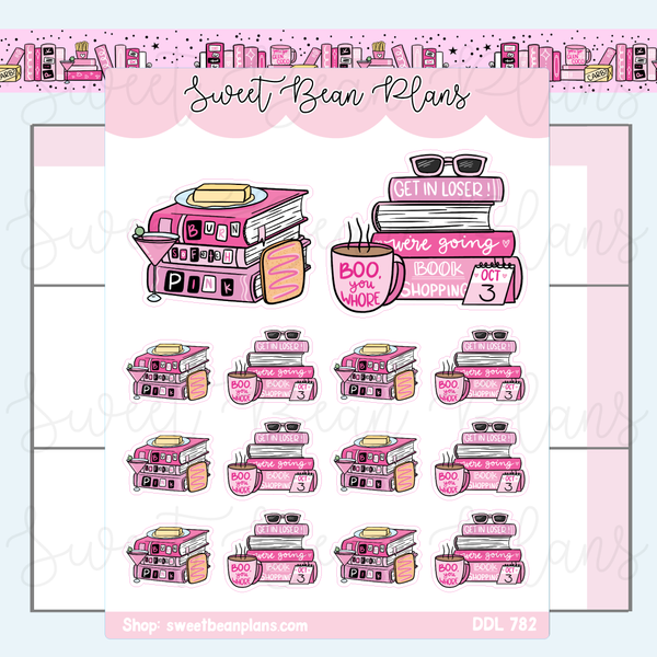 Mean Book Stacks Vinyl Planner Stickers | Ddl 782 – Sweet Bean Plans