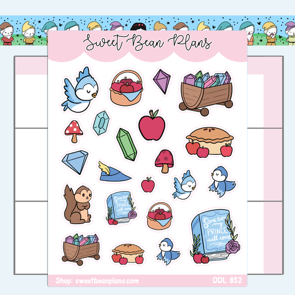 Snow Bean Doodles Vinyl Planner Stickers | Ddl 852 – Sweet Bean Plans