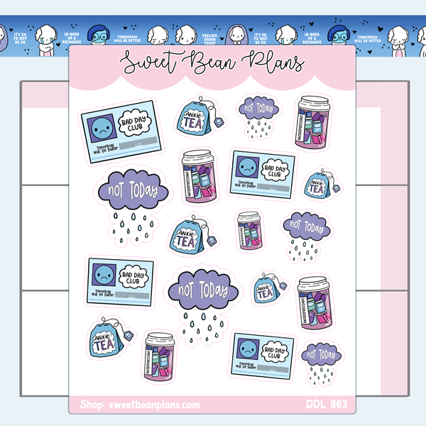 Sad Day Doodles Vinyl Planner Stickers | Ddl 863 – Sweet Bean Plans