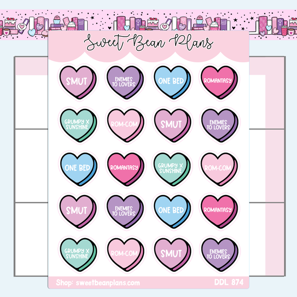 Trope Valentine Hearts Vinyl Planner Stickers | Ddl 874 – Sweet Bean Plans