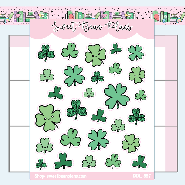 St Patrick's Clovers Vinyl Planner Stickers | Ddl 897 – Sweet Bean Plans