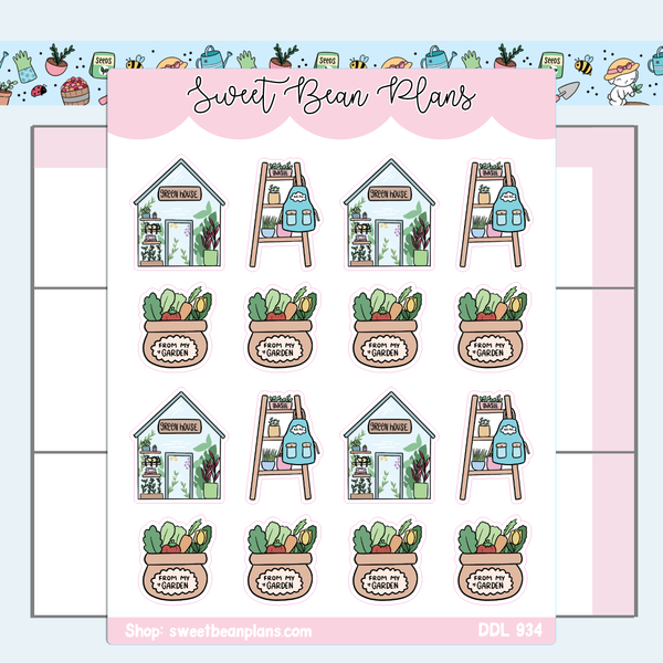 Greenhouse Garden Vinyl Planner Stickers | Ddl 934 – Sweet Bean Plans