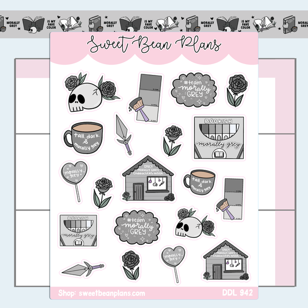 Morally Grey Doodles Vinyl Planner Stickers | Ddl 942 – Sweet Bean Plans