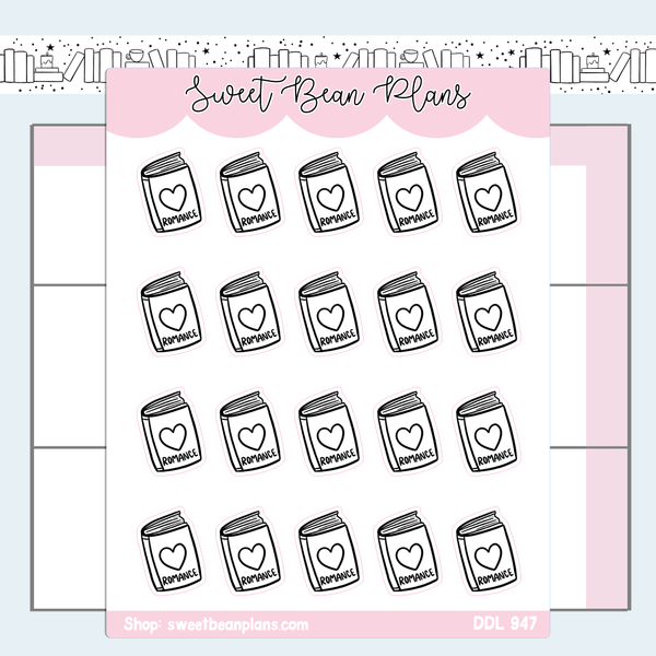 Romance Book Icons Vinyl Planner Stickers | Ddl 947 – Sweet Bean Plans