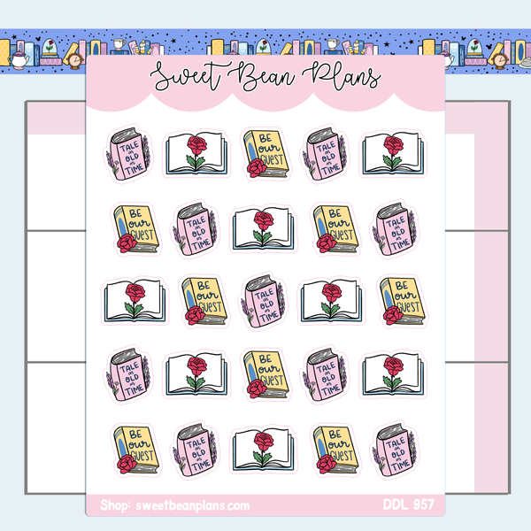 Belle's Books Vinyl Planner Stickers | Ddl 957 – Sweet Bean Plans