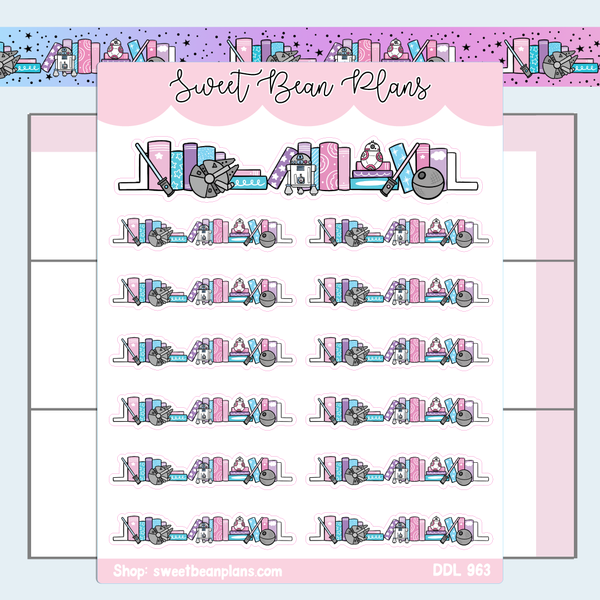 Space Bookshelf Pastel Vinyl Planner Stickers | Ddl 963 – Sweet Bean Plans