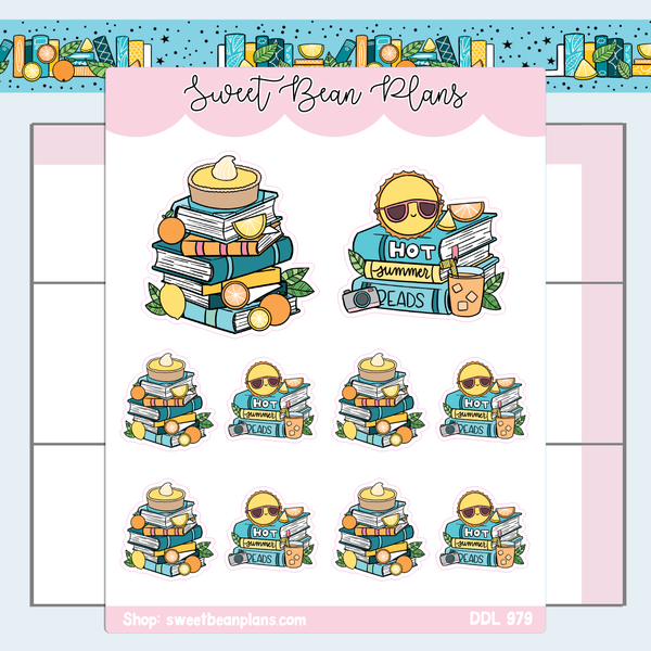 Citrus Book Stacks Vinyl Planner Stickers | Ddl 979 – Sweet Bean Plans
