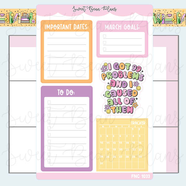March Functionals 2025 Vinyl Planner Stickers | Fnc 1033 – Sweet Bean Plans