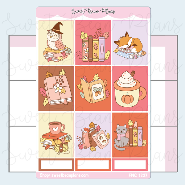 Fall Critters Full Box Vinyl Planner Stickers | Fnc 1227 – Sweet Bean Plans