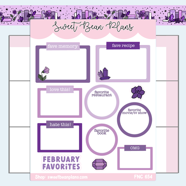 February Faves Vinyl Planner Stickers | Fnc 654 – Sweet Bean Plans