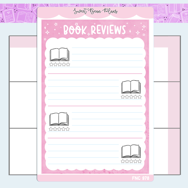 Pink Book Review Vinyl Planner Stickers | Fnc 978 – Sweet Bean Plans