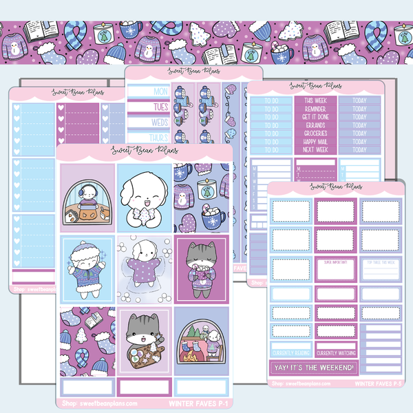 Winter Favorites Weekly Kit Vinyl Planner Stickers – Sweet Bean Plans