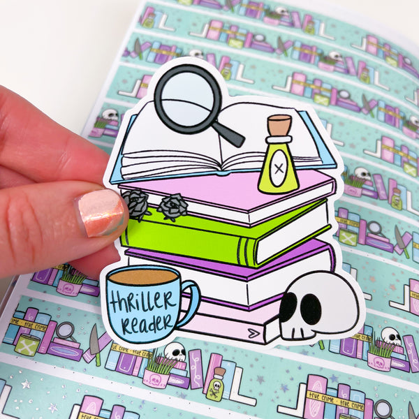 Cute Thriller Book Stack Premium Vinyl Die Cut – Sweet Bean Plans