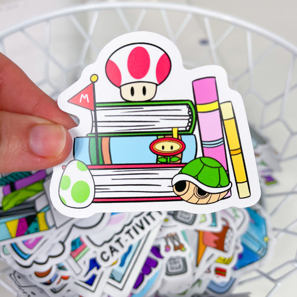 Super Gamer Book Stack Premium Vinyl Die Cut – Sweet Bean Plans