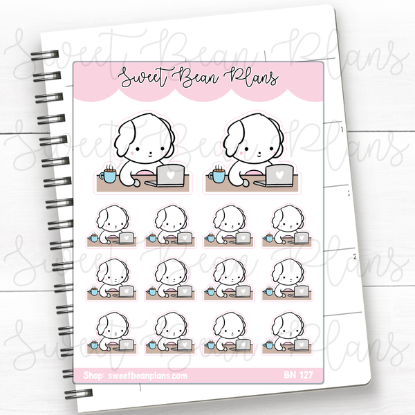 Desk Work Beans Vinyl Planner Stickers | Bn 127 – Sweet Bean Plans