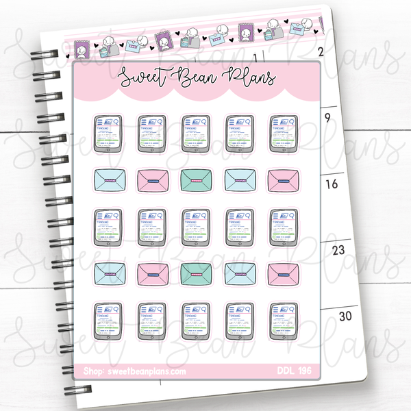 Happy Mail Doodles Vinyl Planner Stickers | Ddl 196 – Sweet Bean Plans