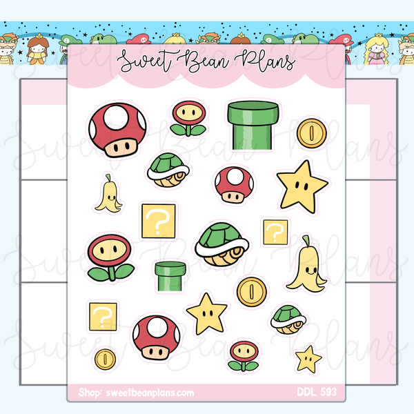Super Gaming Doodles Vinyl Planner Stickers | Ddl 593 – Sweet Bean Plans