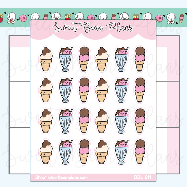 Ice Cream Vinyl Planner Stickers | Ddl 611 – Sweet Bean Plans