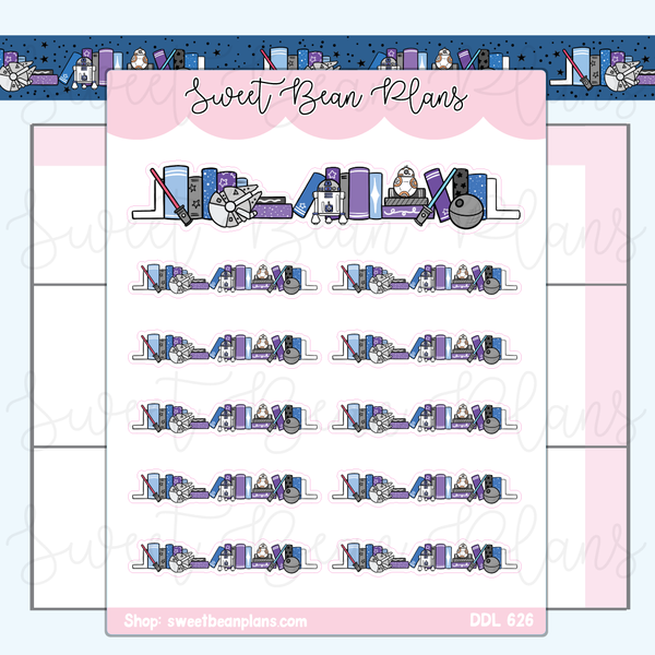 Space Bookshelf Vinyl Planner Stickers | Ddl 626 – Sweet Bean Plans